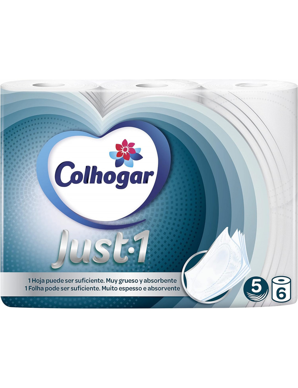 Colhogar Just 1 - 6 rollos - Papel Higiénico Ultra Absorbente y Ultra ...